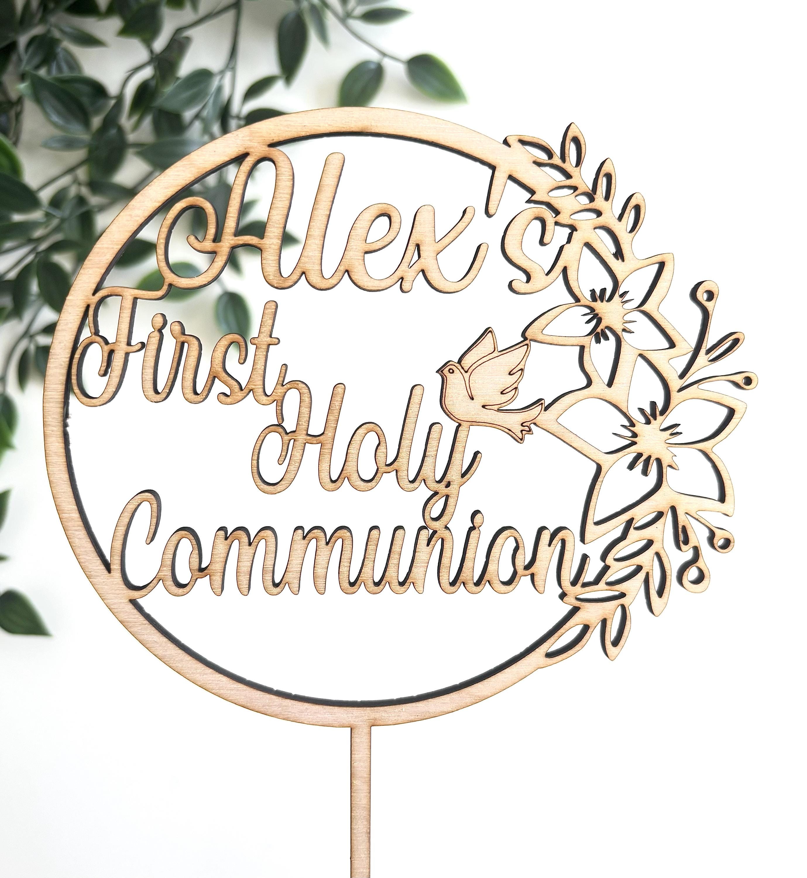 Personalized First Holy Communion Cake Topper: Wooden Decoration - Etsy