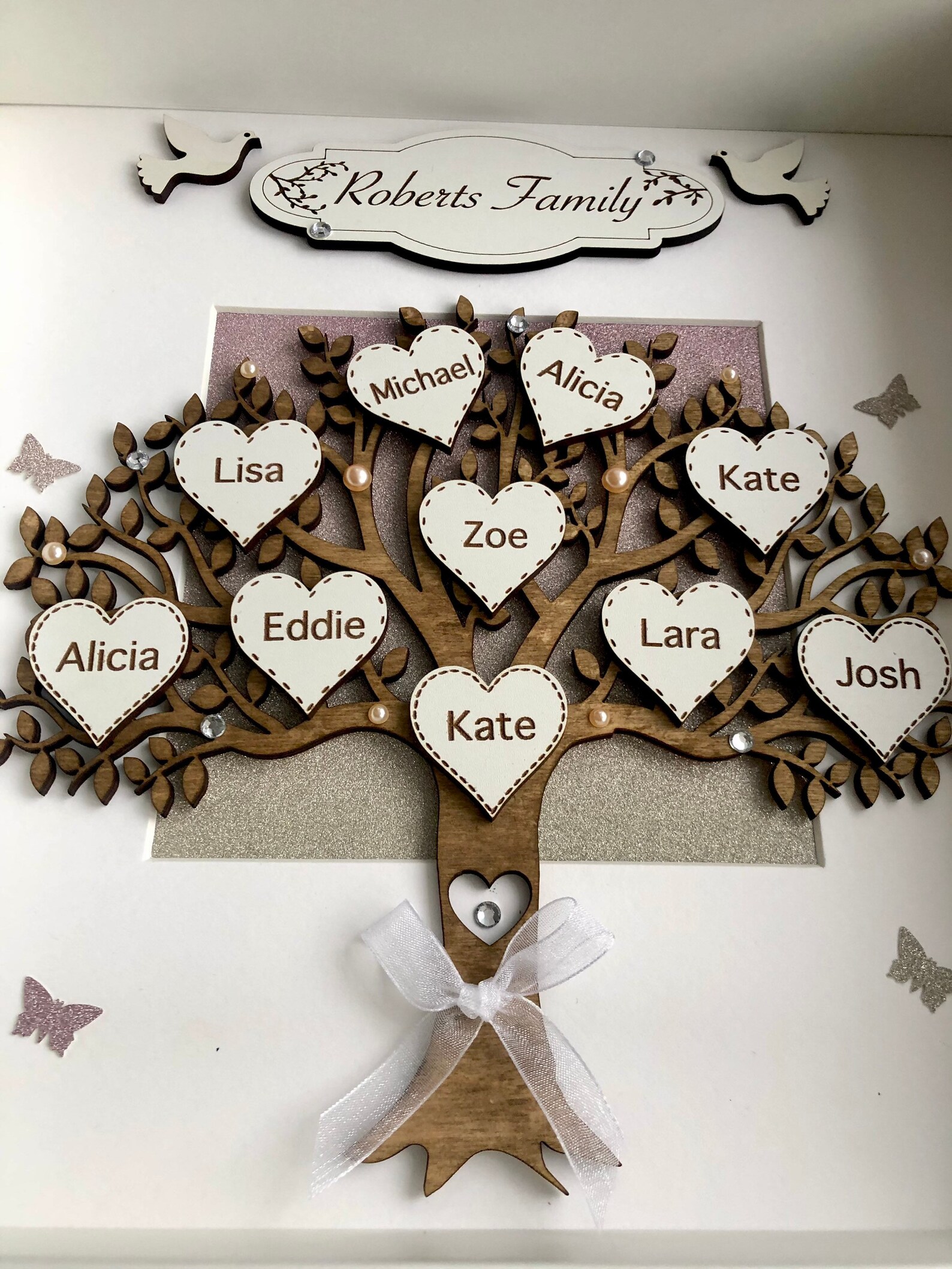 Personalised Family Tree 3 D Box Frame Family Grandchildren - Etsy UK