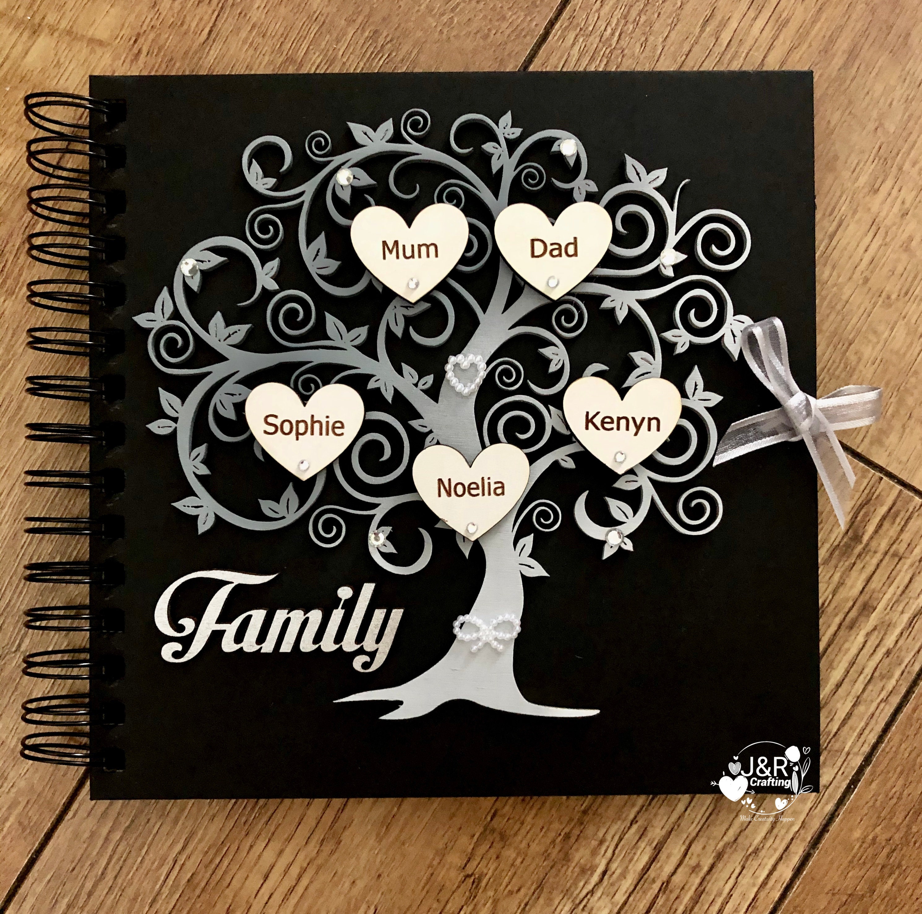 Personalised Scrapbook, Family Tree, 8x8 Black Guest Book, Photo Album ...