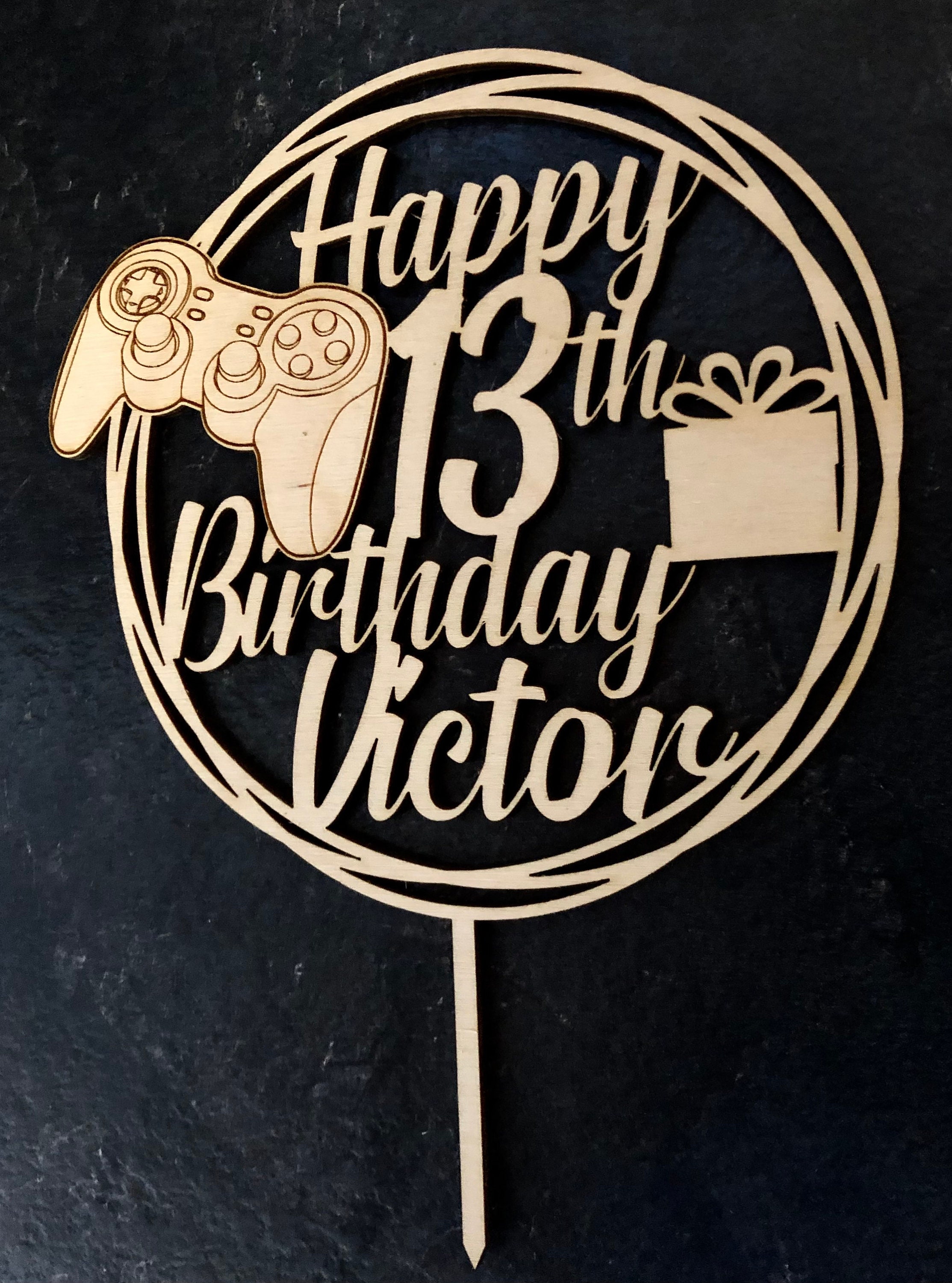 Happy Birthday Cake Topper Any Age & Name Wooden Topper - Etsy