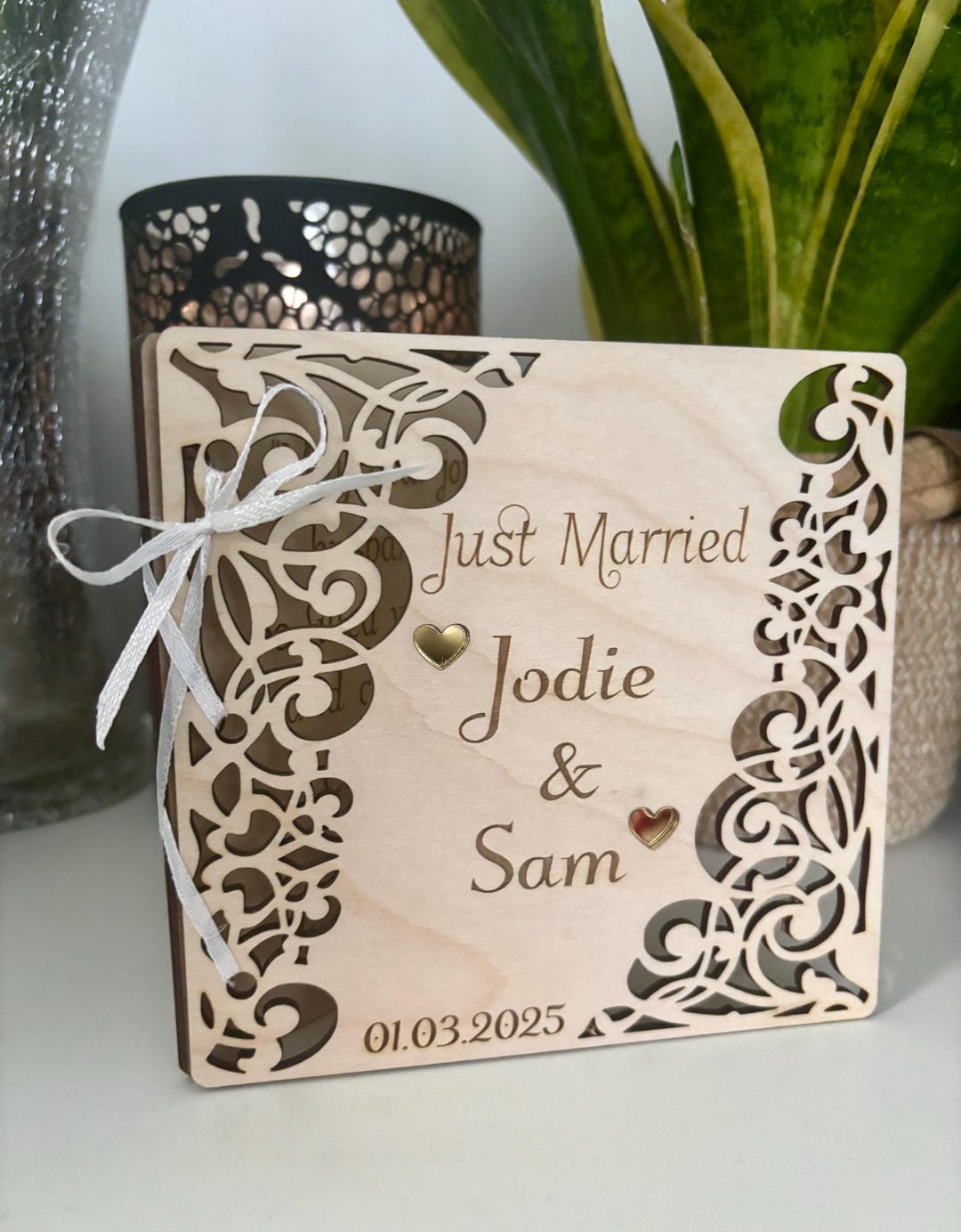 Personalized Wooden Wedding Card, Handmade Anniversary Gift - Etsy