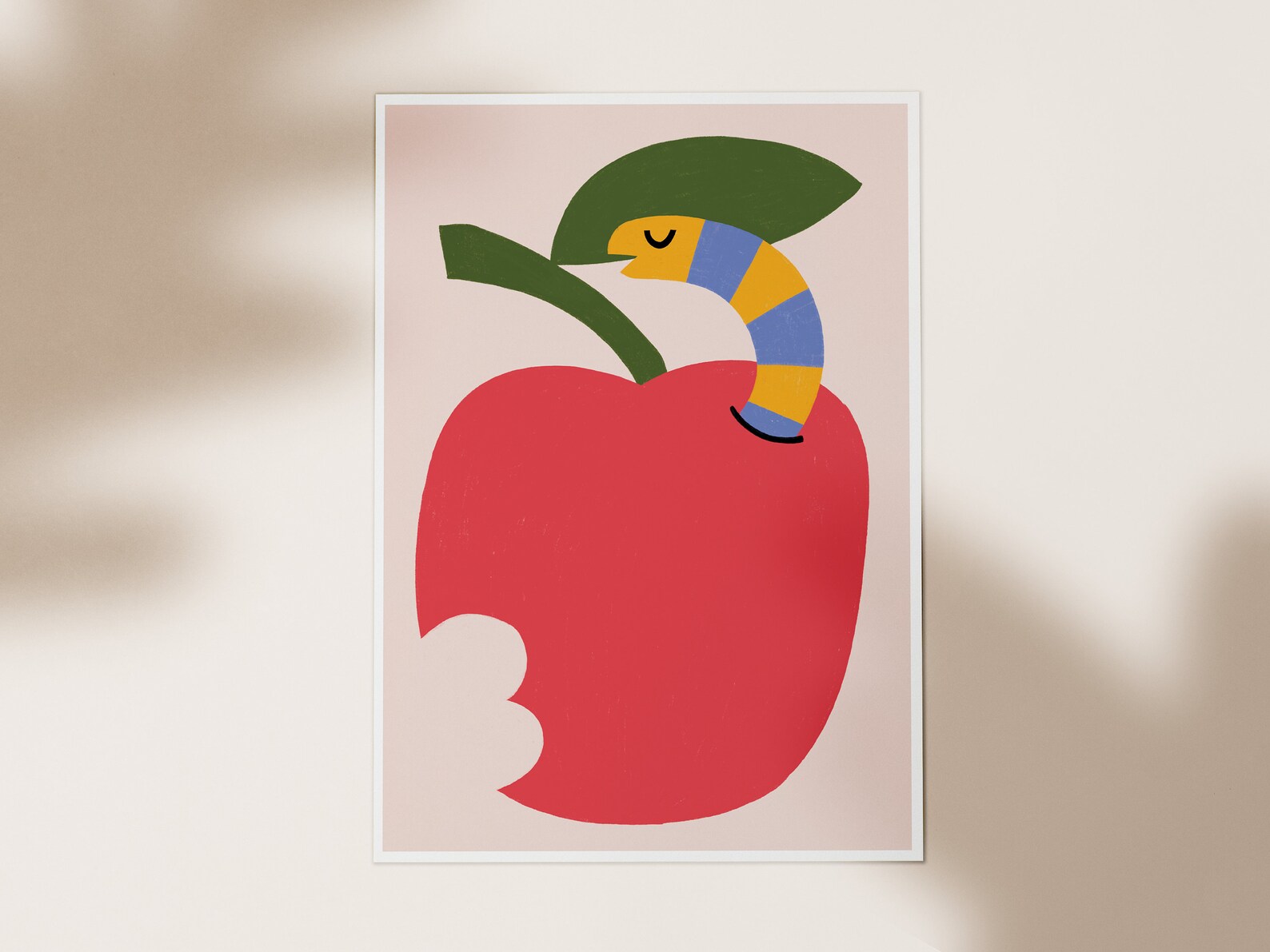 Worm Apple Illustration, Animal Print, Kids Room Decor, Playroom Decor ...