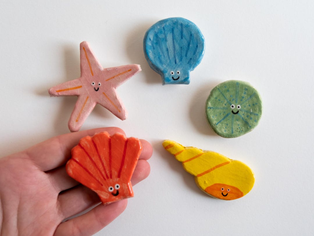 Shell Homemade Magnets, Ceramic Clay Fridge Magnets, Sea Shell Ornament ...