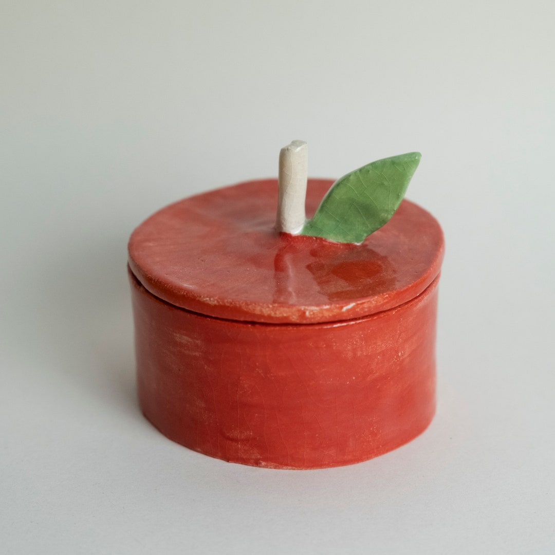 Apple Box, Worm Box, Secret Box, Cute Box, Hand Painted Trinket Box ...
