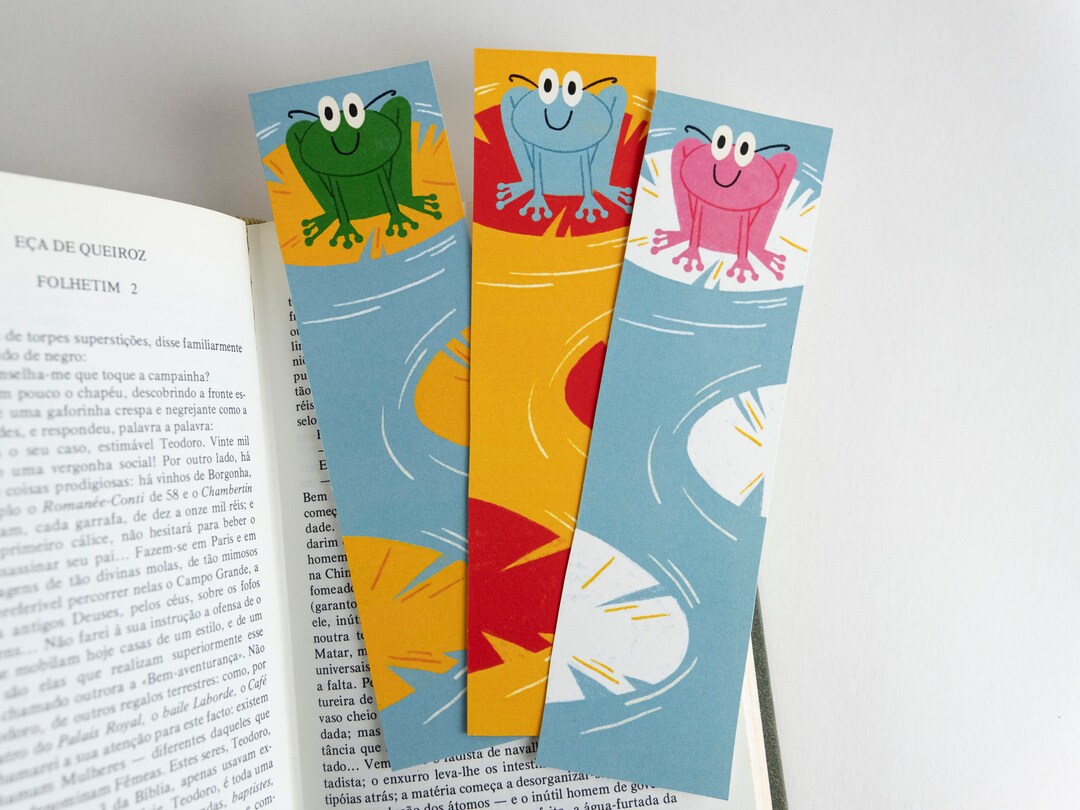 Cute Green Tree Frog Bookmark for Kids, Set of Frog Bookmarks, Small ...