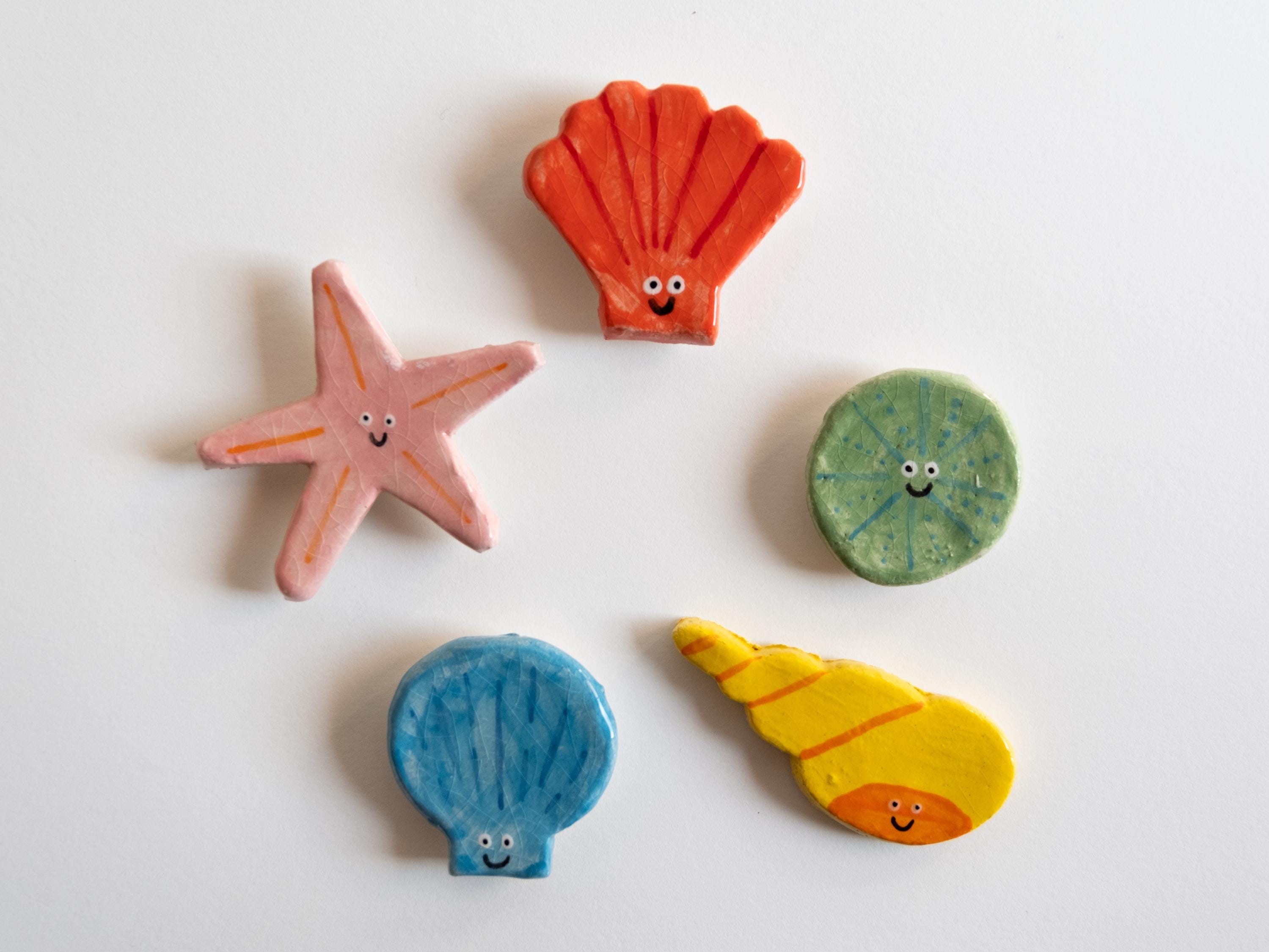 Shell Homemade Magnets, Ceramic Clay Fridge Magnets, Sea Shell Ornament ...