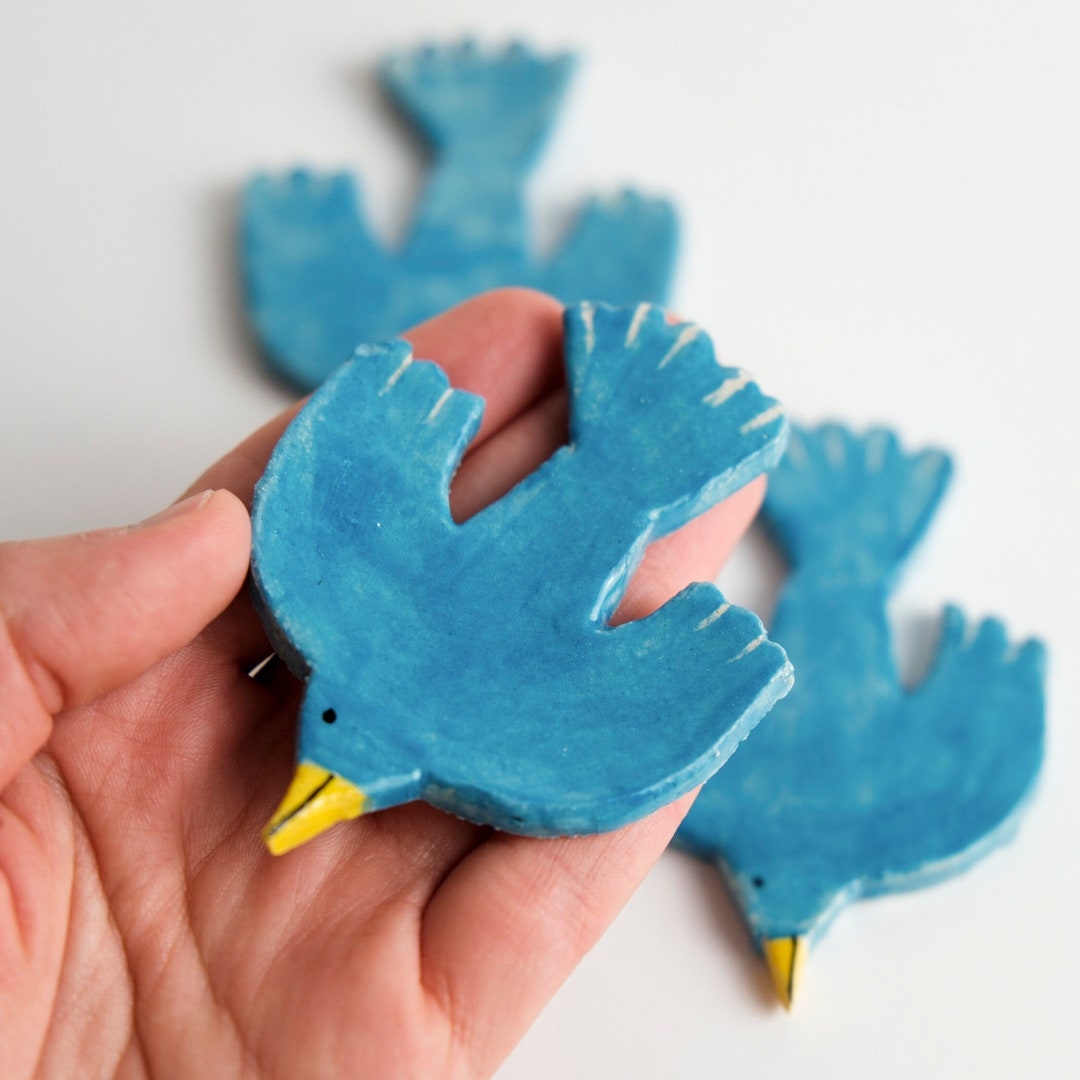 Homemade Magnets, Ceramic Magnets, Blue Bird Ceramics, Bird Magnets ...