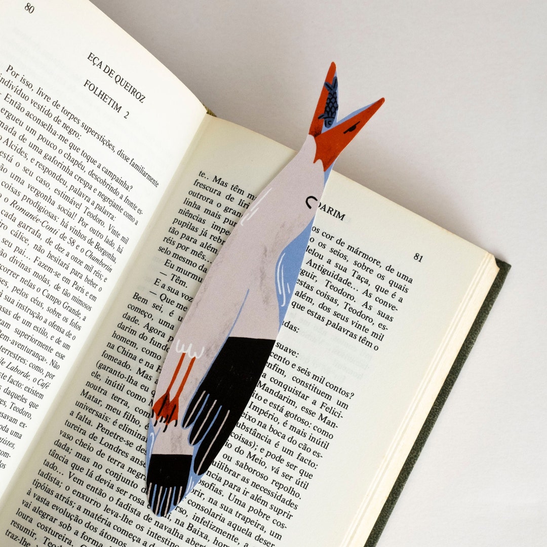 Seagull and Sardine Bookmark, Cute Bookmark, Illustrated Bookmark, Page ...