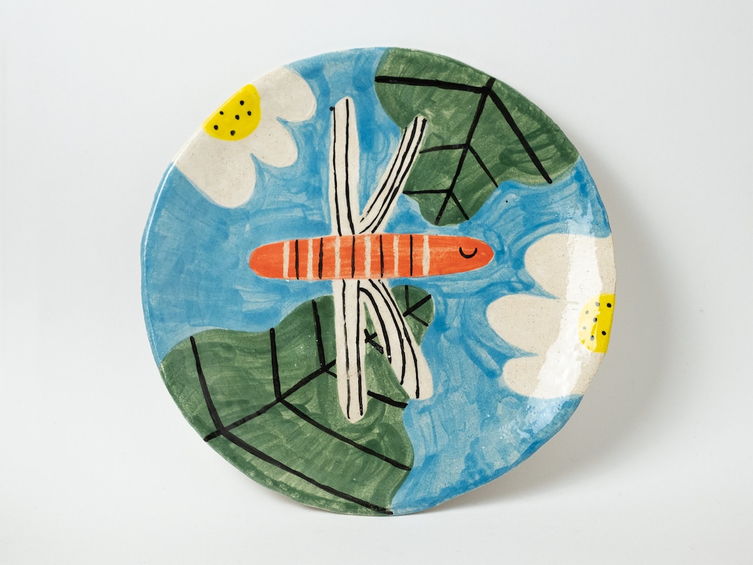 Dragonfly Decorative Dish, Ceramic Wall Plate, Kitchen Decoration ...