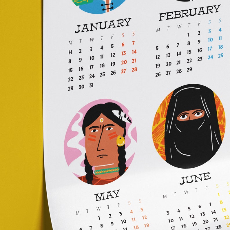 People 2024 Printable Calendar, 2024 Year Calendar, A3 Calendar, Artist ...