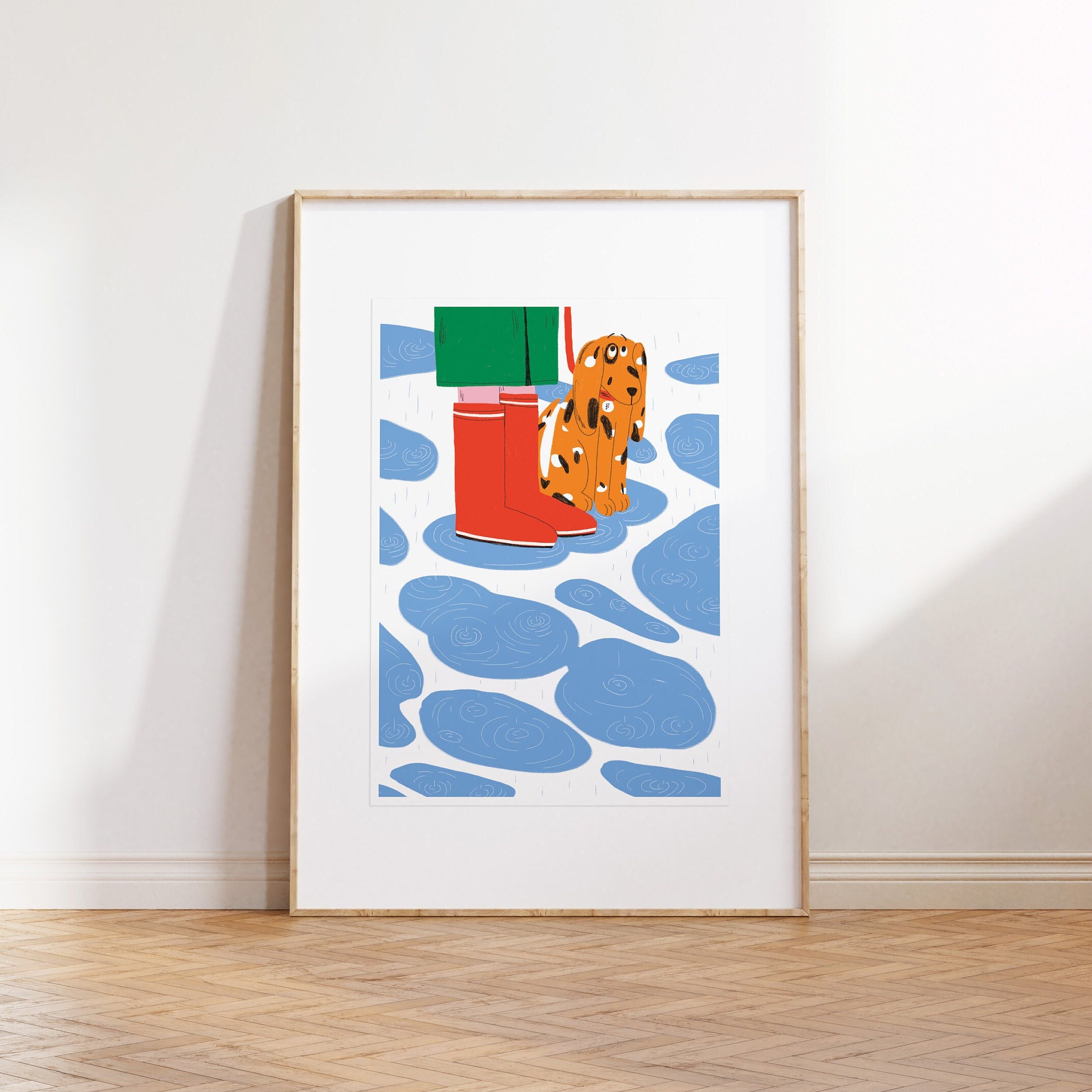 Dog Wall Art, Rain Dog Walk Poster, Dog Print, Kids Poster Wall Art ...