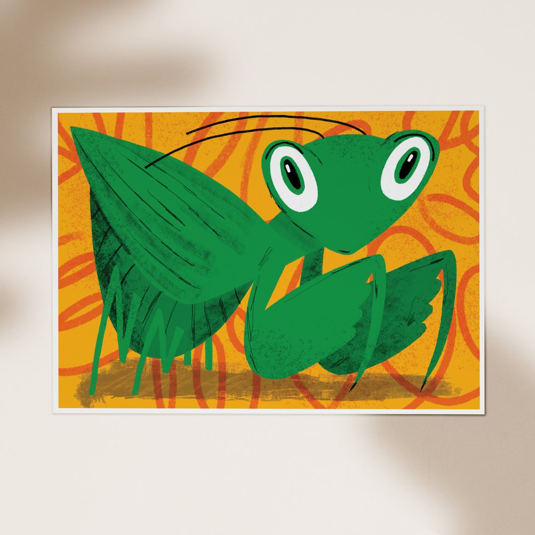 Praying Mantis, Cute Colourful Animal Prints, Bug Print, Mantis ...