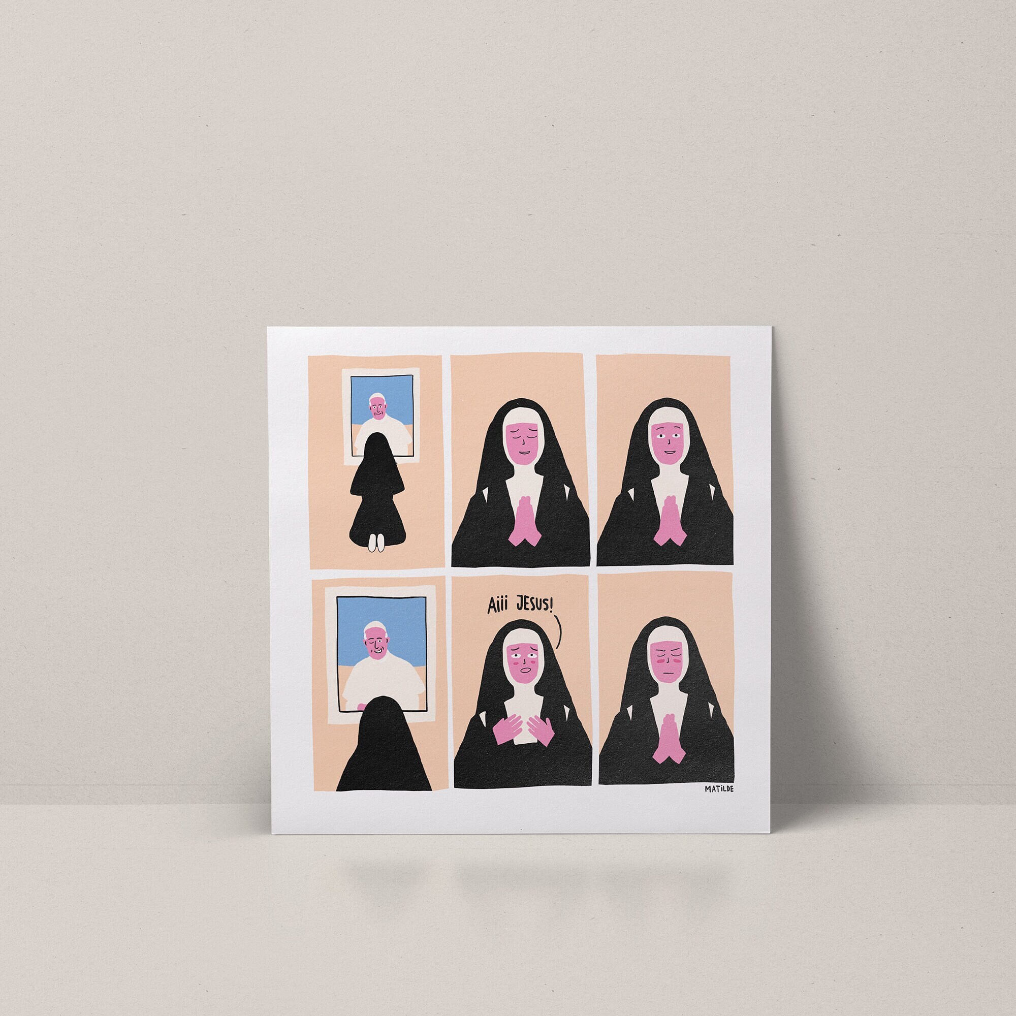 Nuns Comic Illustration Puns Digital Print Wall Art Print Etsy