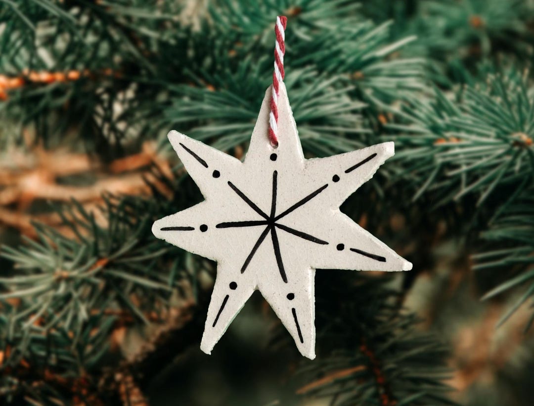 Handmade Star Ornament, Ceramic Star Tree Decoration, Hand Painted ...