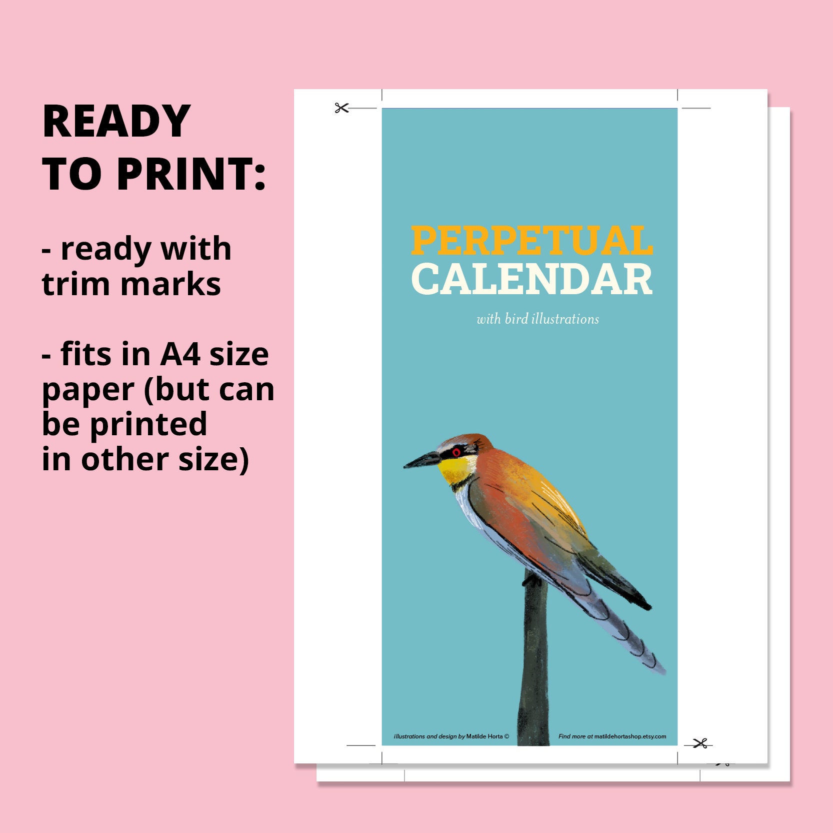 Perpetual Birthday Calendar, Printable Perpetual Calendar, Birds ...