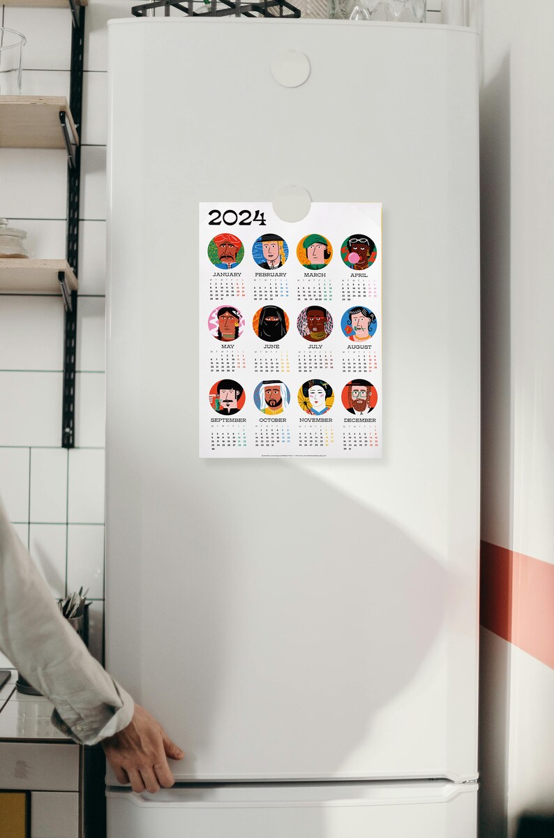 People 2024 Printable Calendar, 2024 Year Calendar, A3 Calendar, Artist ...