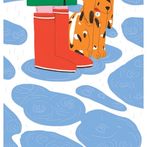 Dog Wall Art, Rain Dog Walk Poster, Dog Print, Kids Poster Wall Art ...