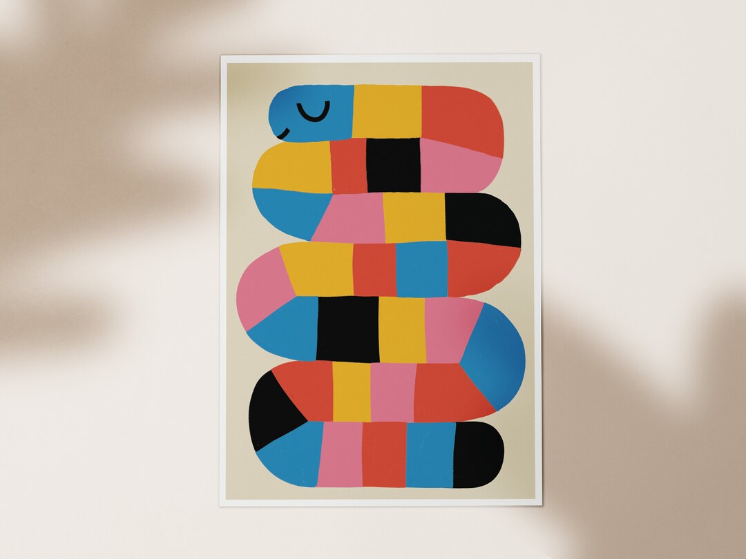 Colorful Worm Illustration, Kids Room Decor, Minimalist A3 Print - Etsy