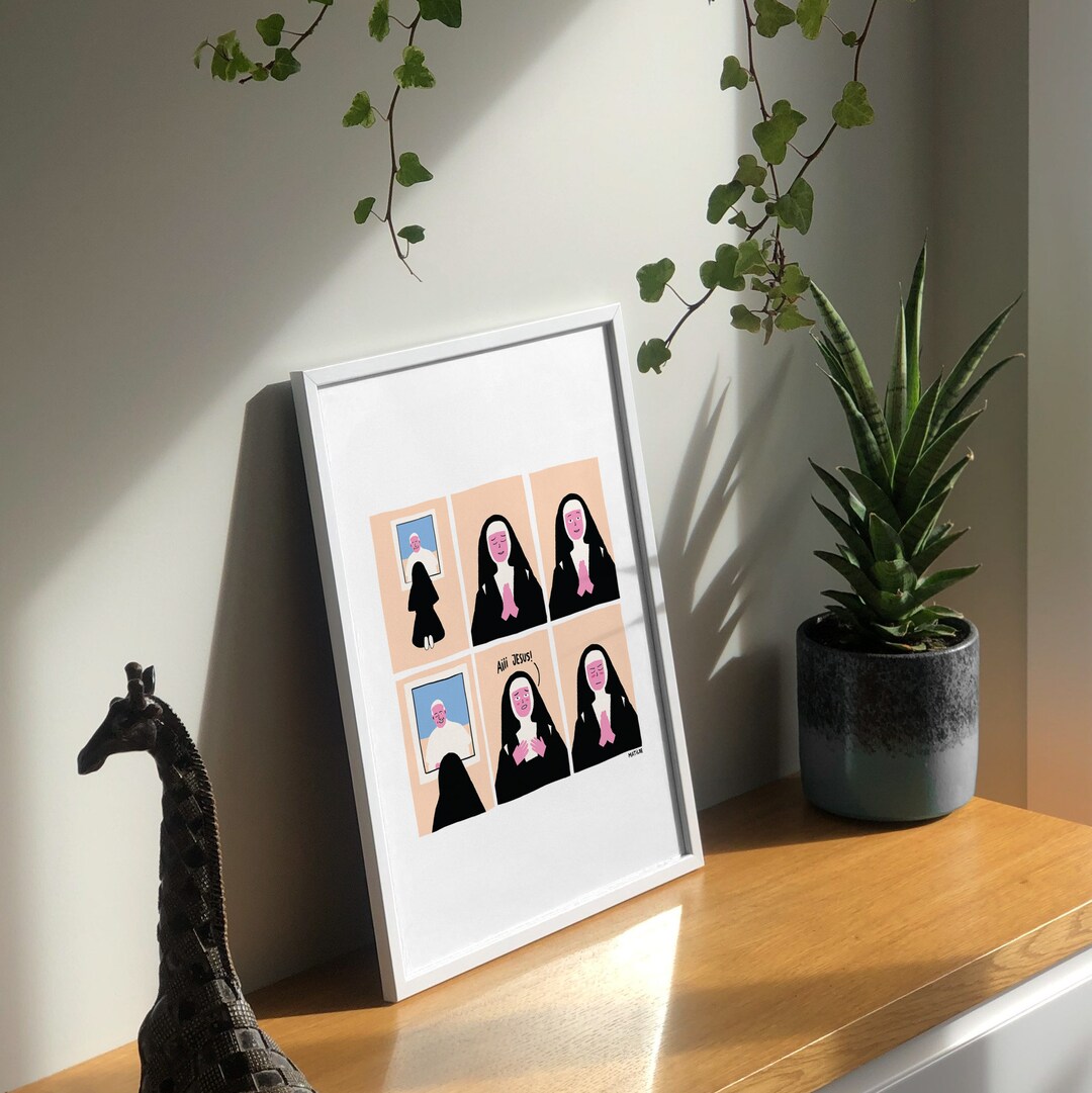 Nuns Comic Illustration Puns Digital Print Wall Art Print - Etsy