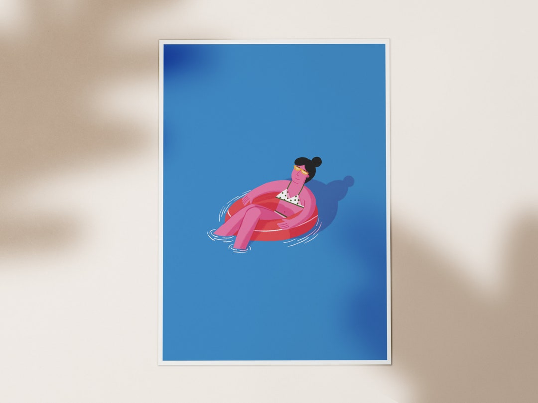 Swimming Pool Print, Pool Illustration Wall Art, Wall Art Prints ...