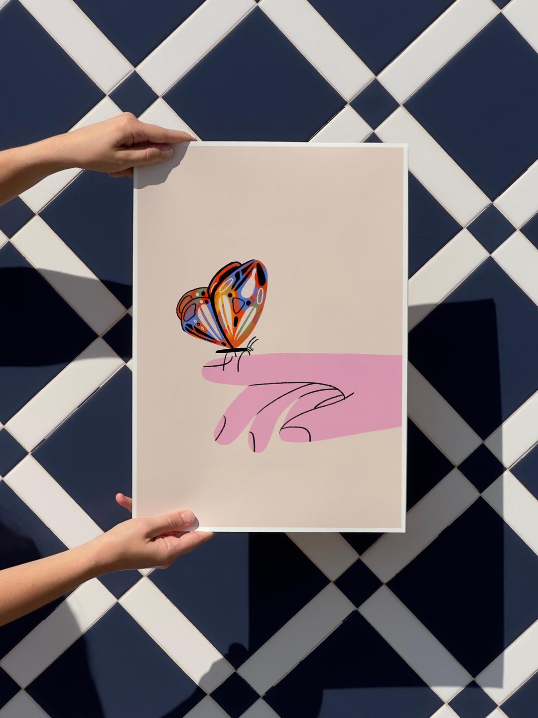 Pôster de borboleta colorida fofa, arte de parede infantil, impressões ...