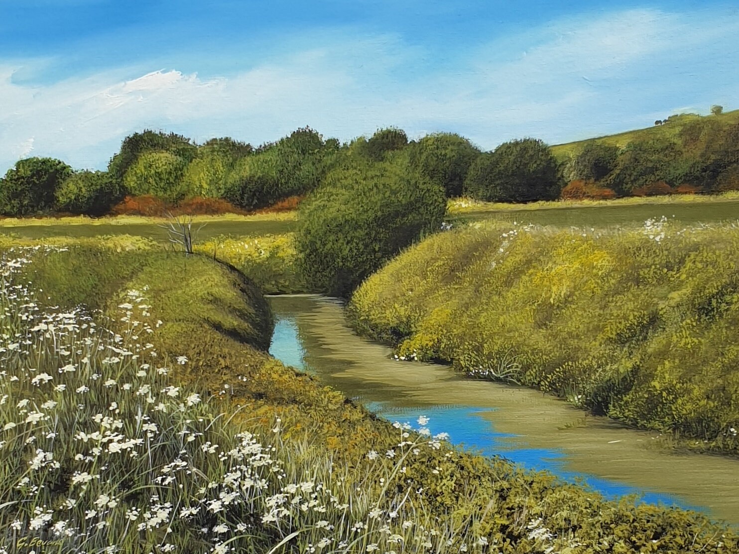 Ferring Rife, Brecha Goring, Worthing, Sussex, Pintura Original, Gary ...