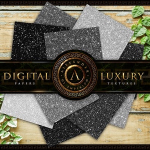 Black Glitter Digital Papers Glitter Digital Paper Pack - Etsy
