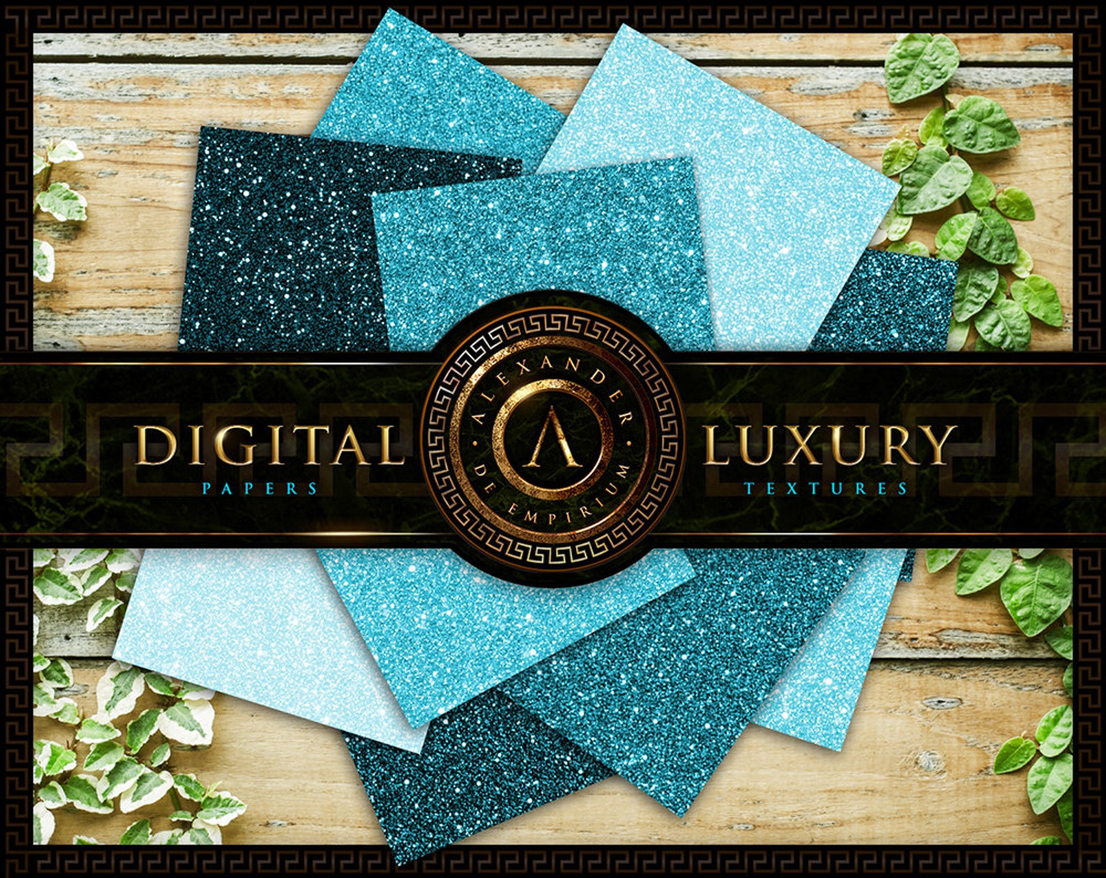 Aqua Glitter Digital Papers, Glitter Digital Paper Pack, Digital ...