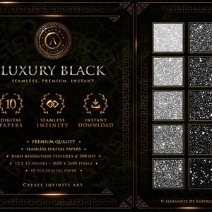 Black Glitter Digital Papers Glitter Digital Paper Pack - Etsy