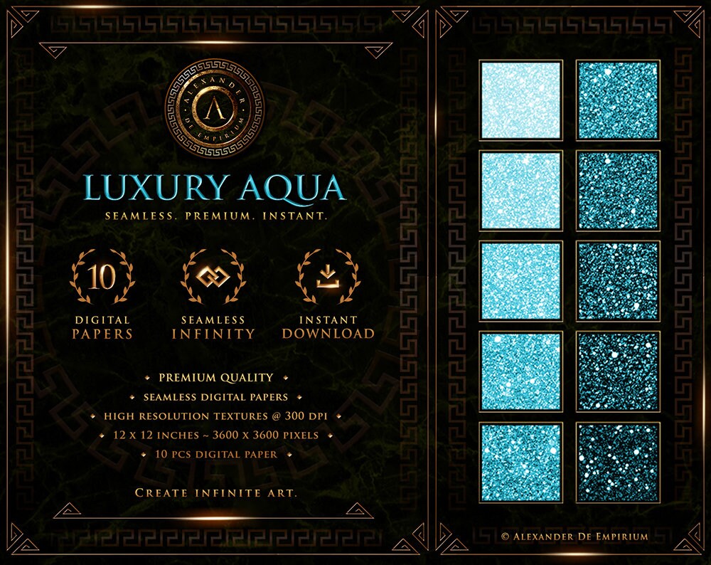 Aqua Glitter Digital Papers, Glitter Digital Paper Pack, Digital ...