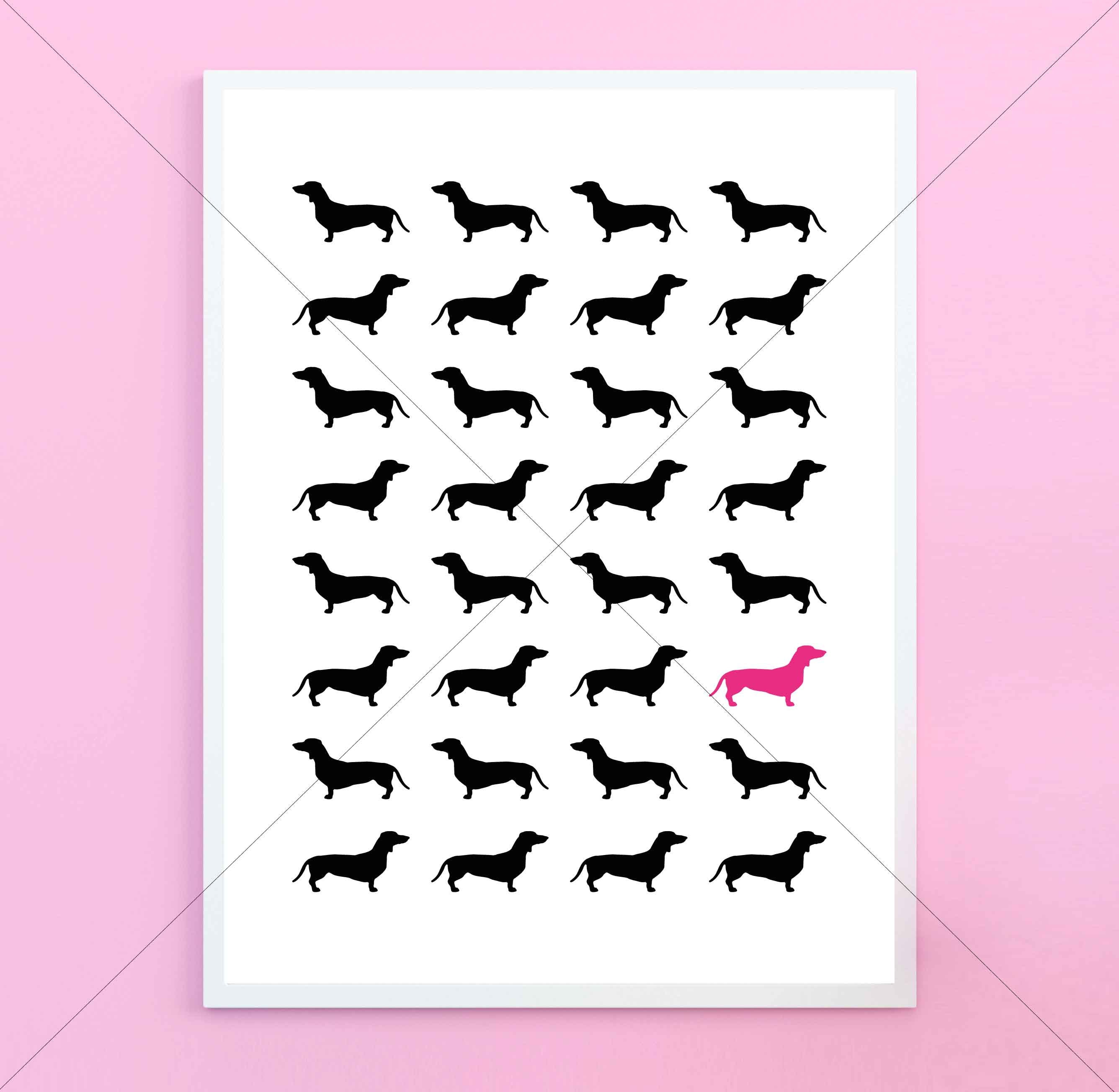 Abstract Dachshund Sausage Dog Pattern Print, Sausage Dog Printable ...
