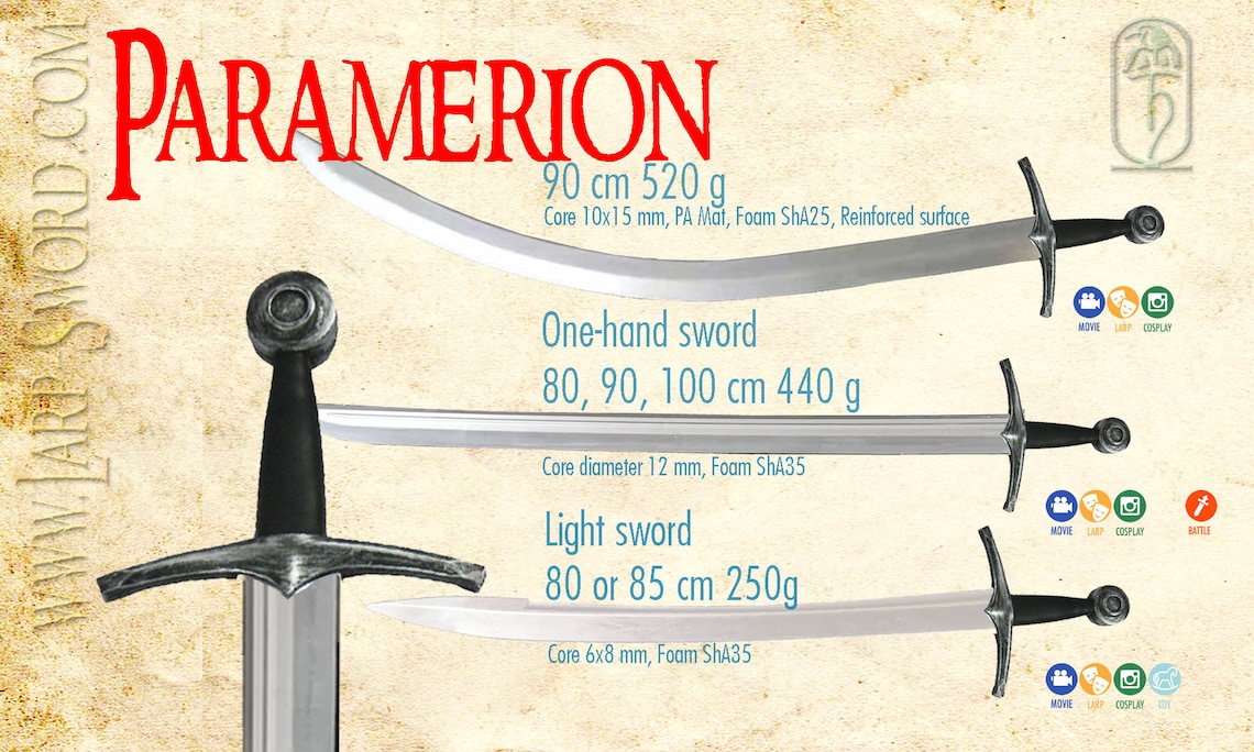 Paramerion Foam Medieval Sword for Larp Battle and Cosplay - Etsy