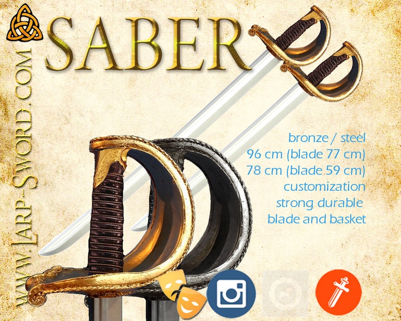 Saber - Foam Sabre for Larp, Cosplay and Battle - Etsy