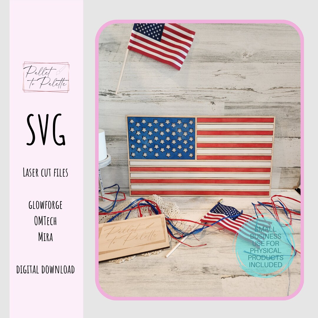USA Flag Inlay SVG: Laser Cut File, Patriotic Decor (digital Download ...