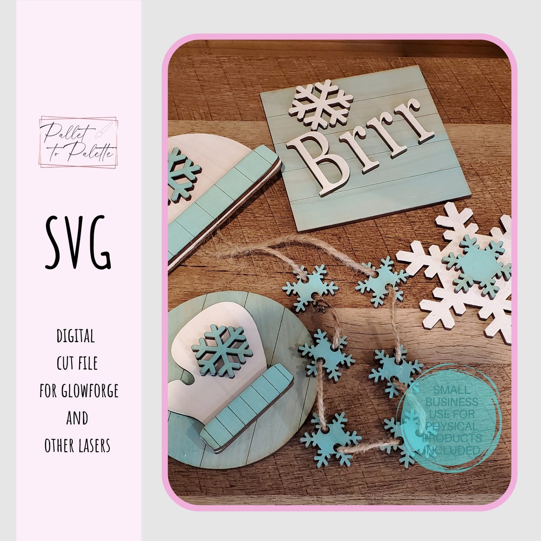 Tiered Tray Winter SVG Laser Cut File: Snowflake, Mitten, Hat (digital ...