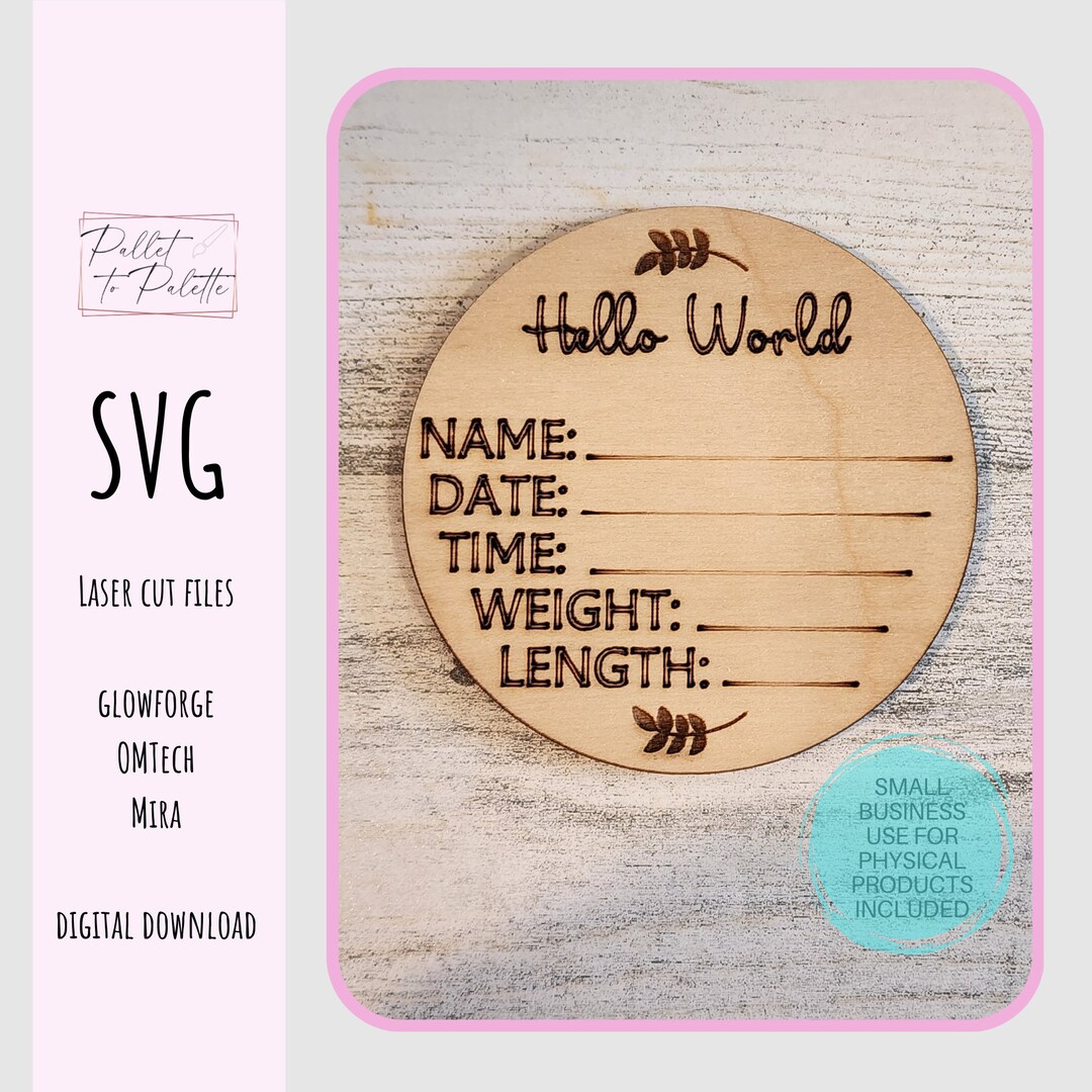 Hello World Digital Download SVG With Leaf | Milestone Disc ...