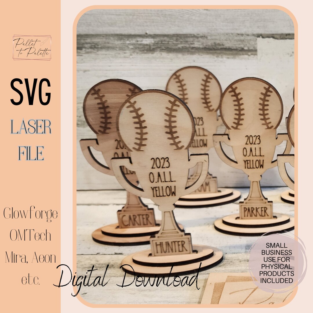 Baseball Trophy SVG Laser Cut File: Personalized Team Award (digital ...