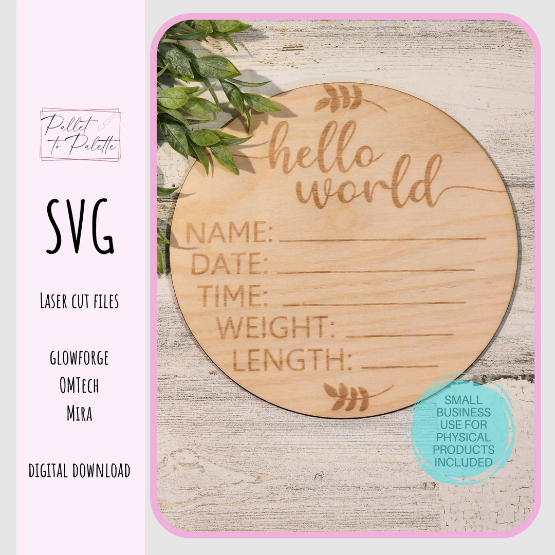 Hello World Digital Download SVG | Milestone Disc Announcement Laser ...