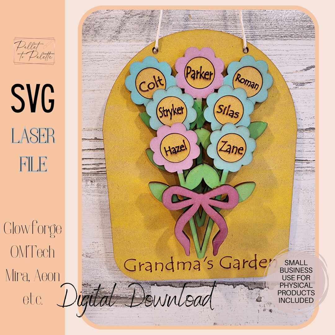 Personalized Flower Bouquet SVG: Grandma's Garden Laser Cut File ...