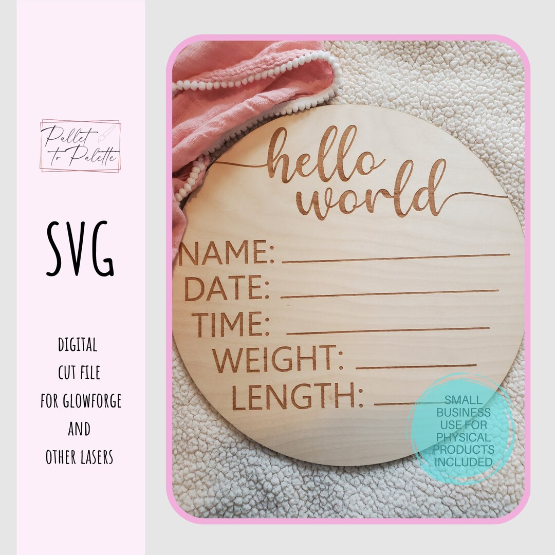 Hello World Digital Download SVG | Milestone Disc Announcement Laser ...