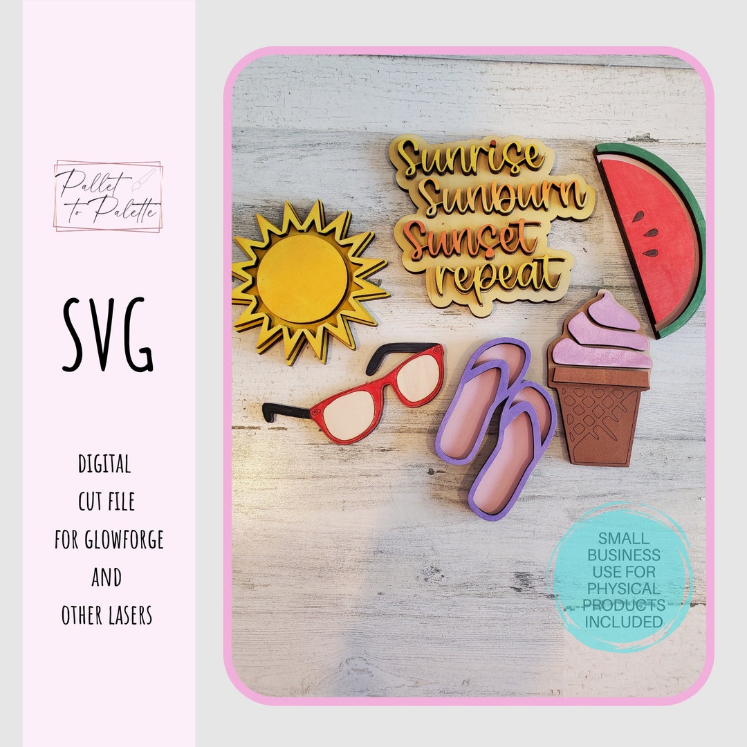 Summer Tiered Tray Set Digital Download SVG | Summertime Laser Cut File ...