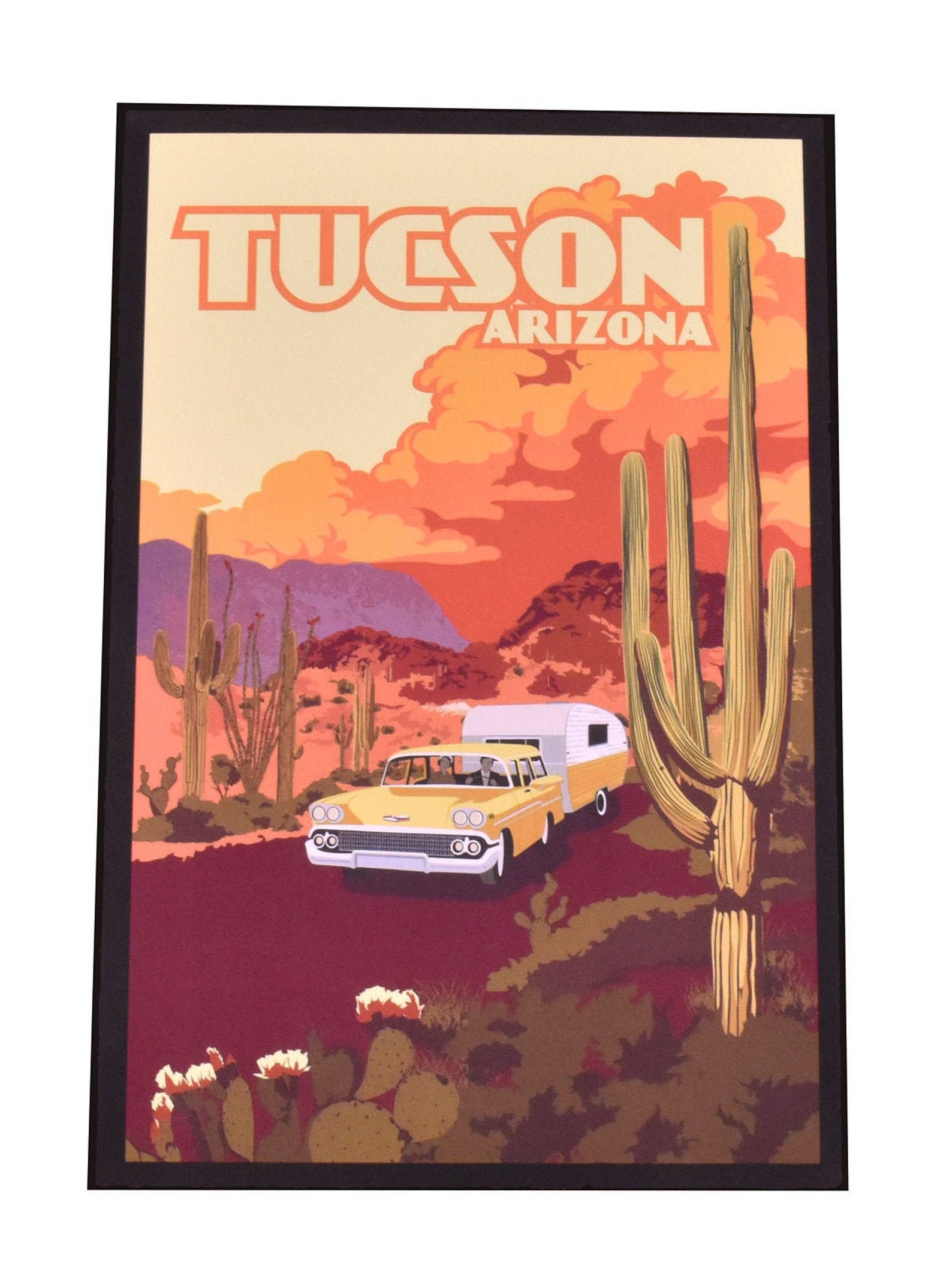 Postcard Desert Camping Tucson AZ - Etsy