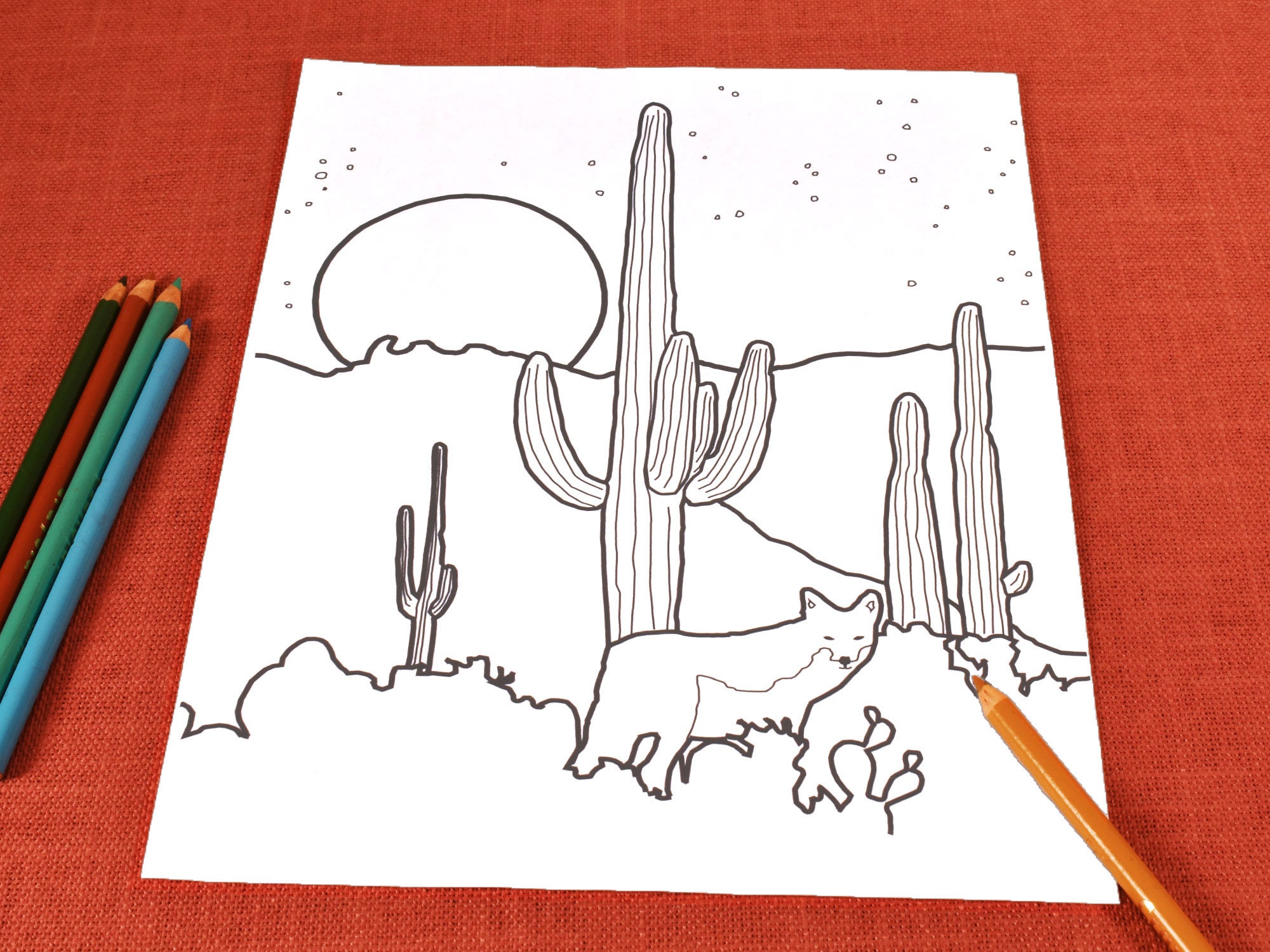 Desert Coyote Coloring Page