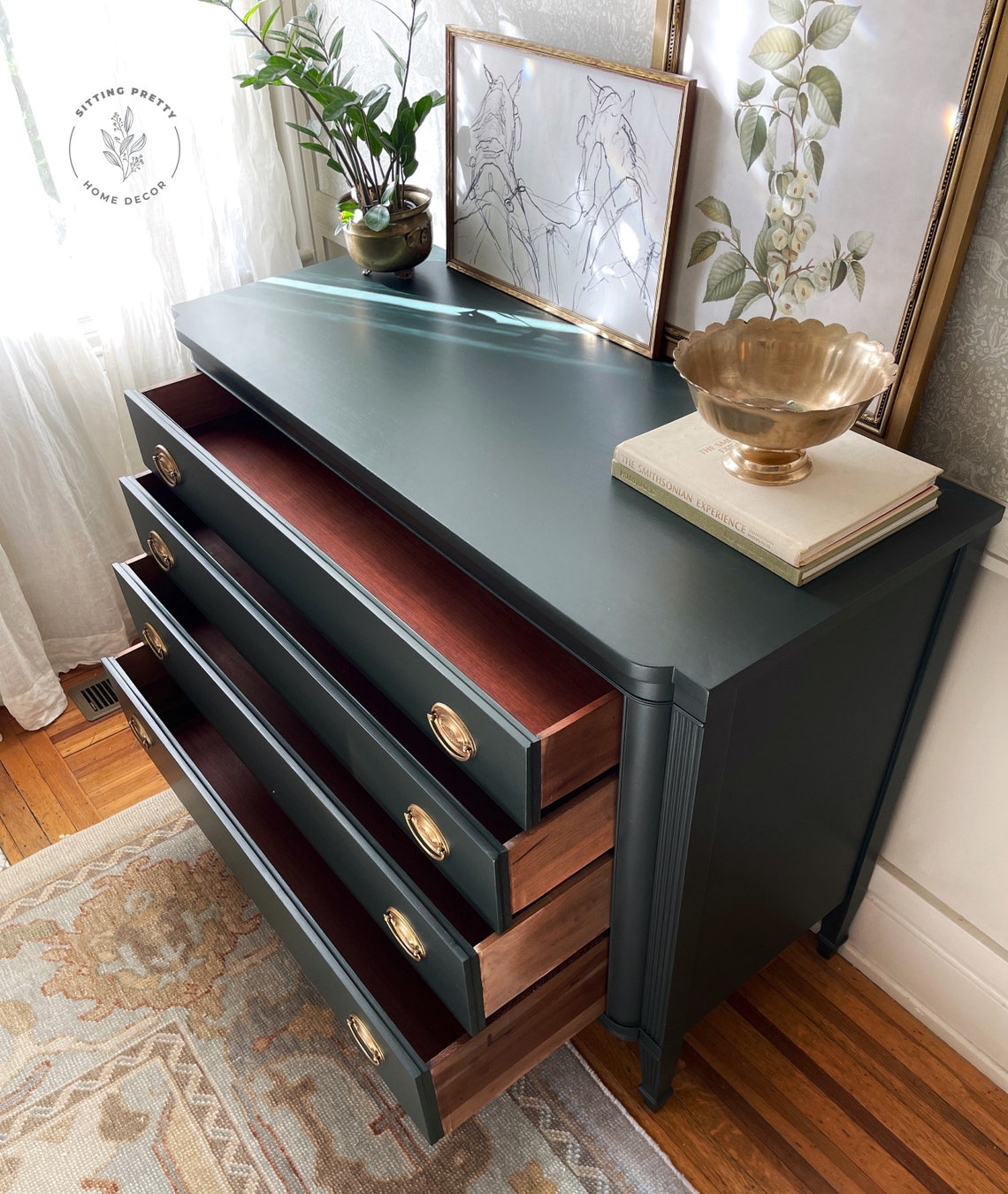 SOLD OUT Vintage Moody Emerald Green Hepplewhite Duncan Phyfe Dresser - Etsy