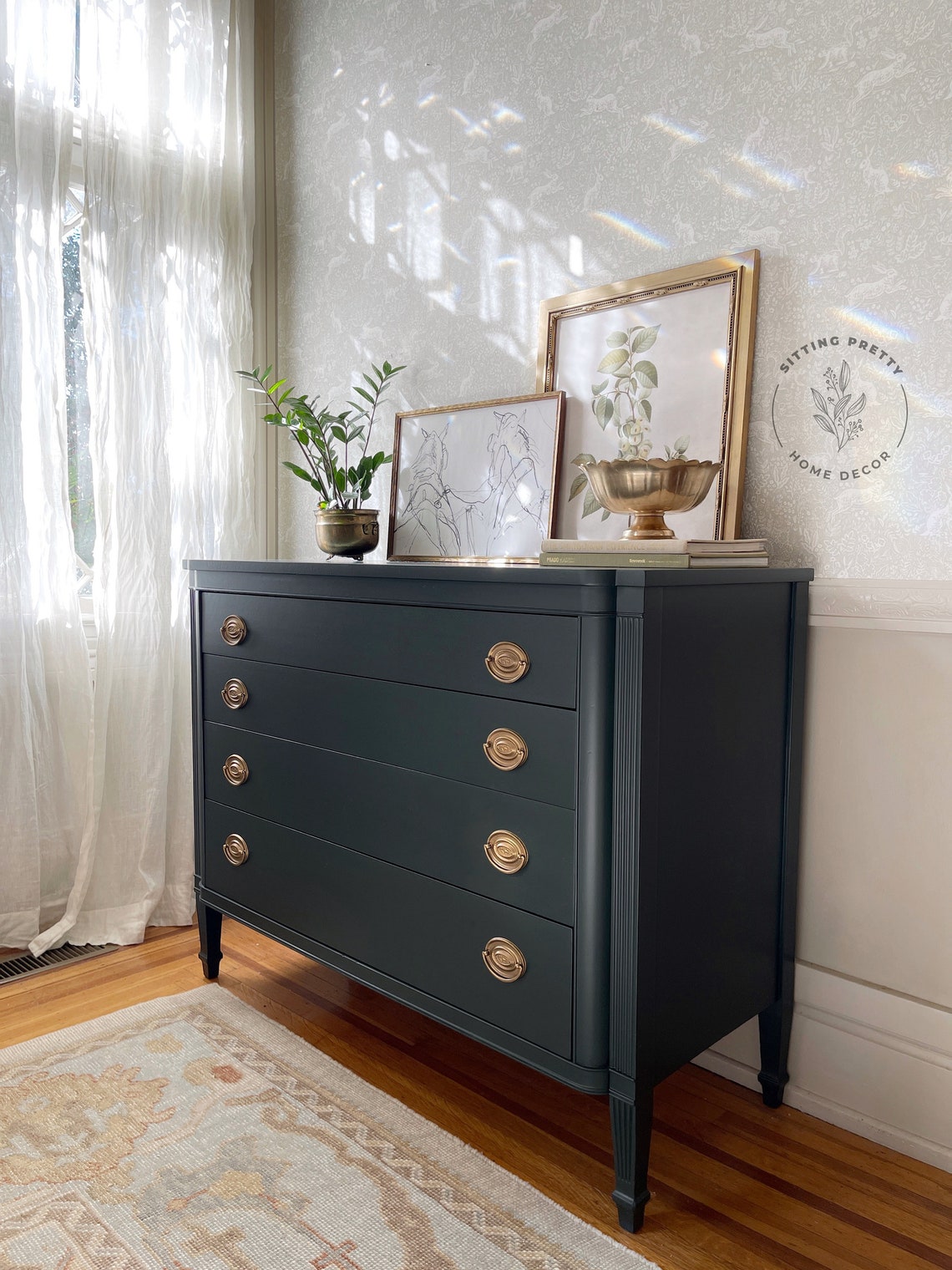 SOLD OUT Vintage Moody Emerald Green Hepplewhite Duncan Phyfe Dresser - Etsy