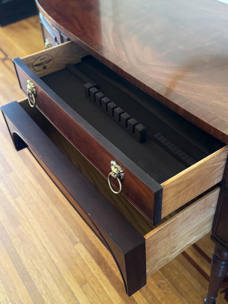 SOLD OUT Henkel-harris Buffet Server Console Solid Wood Mahogany Brass ...