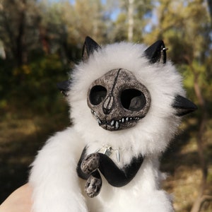 Fluffy Skeleton Spooky Plush Animal Skull Doll Gothic Room Decor Ooak ...
