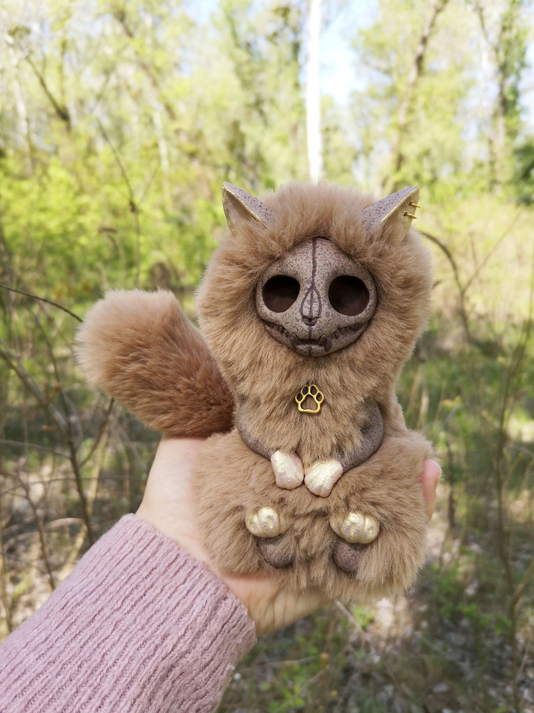 Cute Beige Skeleton Kawaii Goth Plush Animal Skull Doll Gothic - Etsy