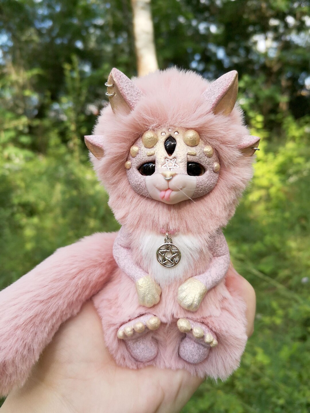 Pink Baby Satan Kawaii Goth Plush Ooak Art Doll Baphomet Interior ...