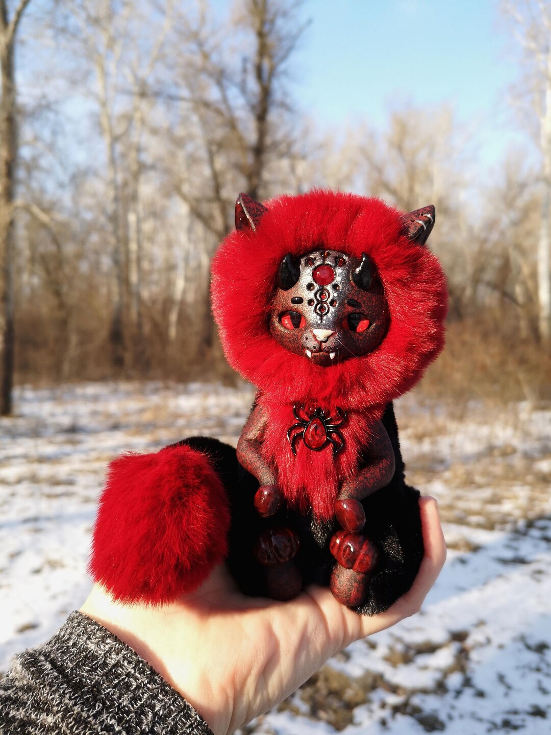 Cute Vampire Cat Gothic Fluffy Animal OOAK Art Doll Mythical Creature ...